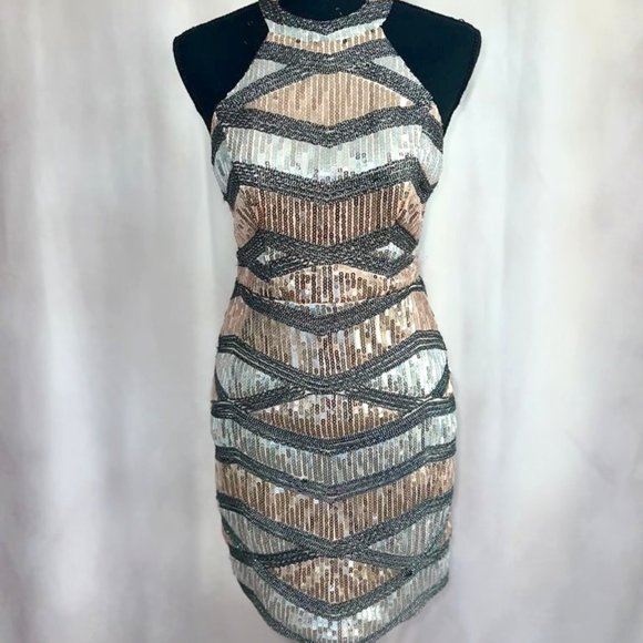 Charlotte Russe | Dresses | Twotoned Sequin Halter Dress | Poshmark